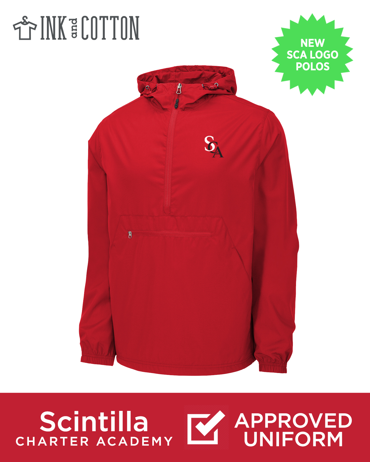 SCA Rain Jacket - New SCA Initial Logo - Ink & Cotton